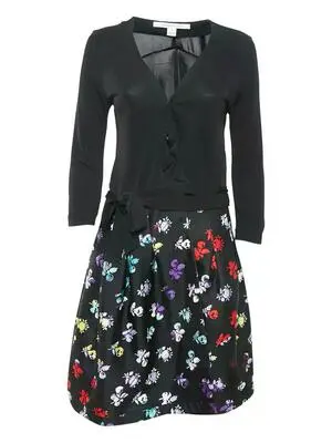 Diane Von Furstenberg Floral Wrap Mini Dress - Black