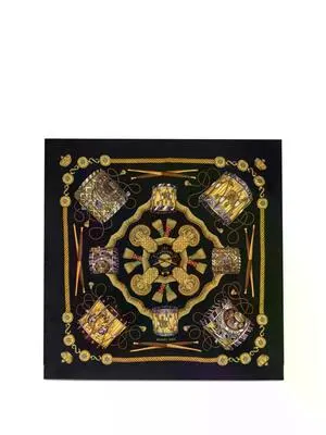 Hermès Les Tambours Silk Scarf - Black