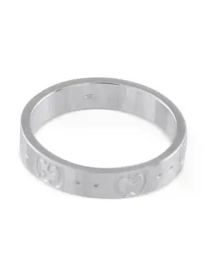 Gucci 18k White Gold Icon Band Ring - Silver