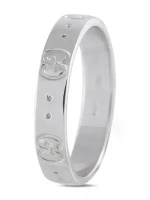 Gucci 18k White Gold Icon Band Ring - Silver