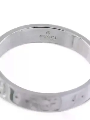 Gucci 18k White Gold Icon Band Ring - Silver