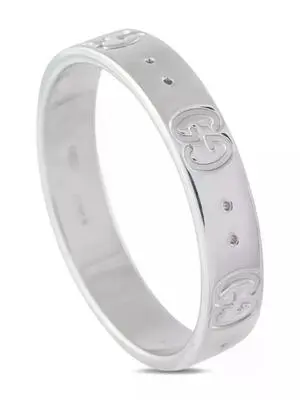 Gucci 18k White Gold Icon Band Ring - Silver