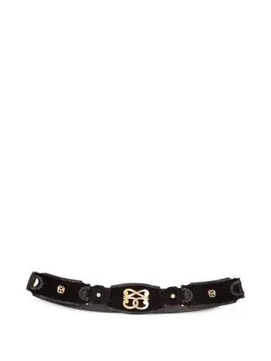 PIROVANO VINTAGE Leather Belt With Logo Plaque