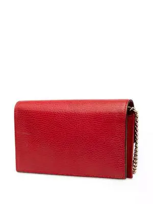 Gucci Leather Interlocking G Wallet On Chain - Red