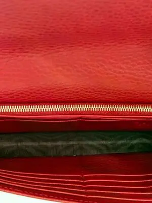 Gucci Leather Interlocking G Wallet On Chain - Red