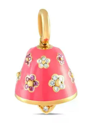 AARON BASHA 18k Yellow Diamond And Sapphire Bell Charm - Gold