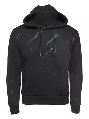 Just Cavalli Embroidered Cotton Hoodie - Black