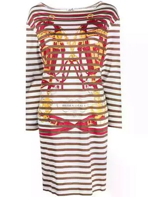 Hermès Brides De Gala Striped Dress - Brown