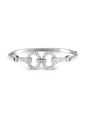 LB EXCLUSIVE 18k White Gold Horsebit Diamond Bangle - Silver