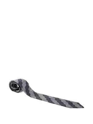 Giorgio Armani Wave-pattern Silk Neck Tie - Grey