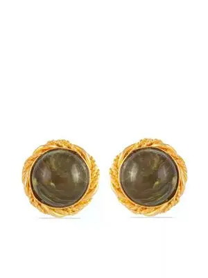 SUSAN CAPLAN 1980s Stone-embellished Clip-on Earrings - Gold