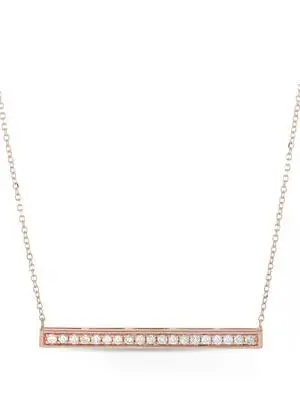 LB EXCLUSIVE 14k Rose Gold Diamond Bar Necklace - Pink