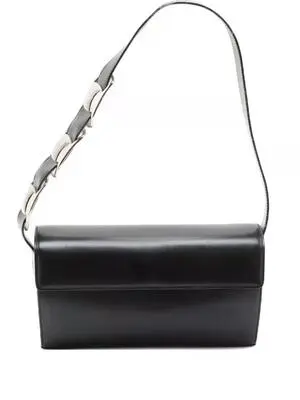 FERRAGAMO Leather Buckle Shoulder Bag - Black