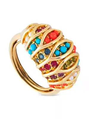 SUSAN CAPLAN 1980s D'orlan Bead-embellished Ring - Gold