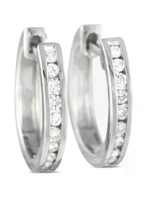 LB EXCLUSIVE 14k White Gold Diamond Hoop Earrings - Silver