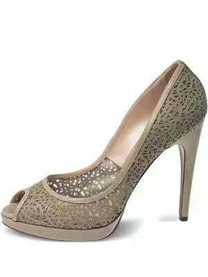 Casadei Vintage Perforated Peeptoe Platform Pumps