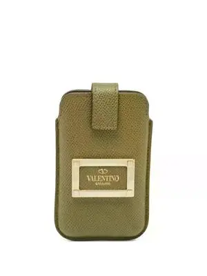 Valentino Garavani Leather Logo-stamp Phone Case - Green