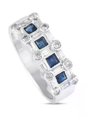 LB EXCLUSIVE 14k White Gold Diamond And Sapphire Ring - Silver