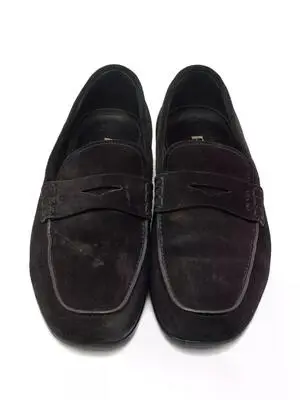 Prada Suede Penny-strap Loafers - Black