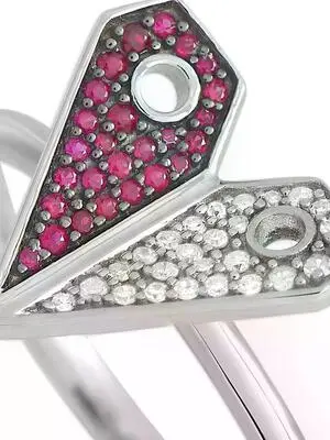LB EXCLUSIVE 14k White Gold Diamond And Ruby Heart Ring