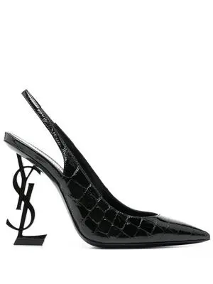 Saint Laurent 100mm Crocodile-embossed Slingback Pumps