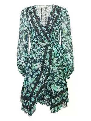 Zimmermann Floral Crepe Wrap Dress