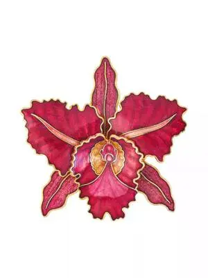 SUSAN CAPLAN 1980s Orchid Brooch - Red