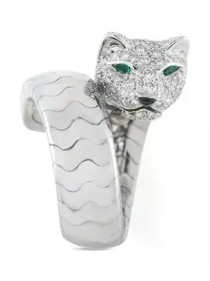 CARTIER 18k White Gold Panthère De Diamond Ring - Silver