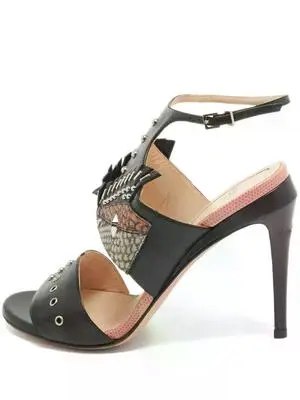 Fendi Cut-out Heeled Sandals - Black