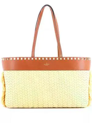 Valentino Garavani Rockstud Raffia Large Tote Bag
