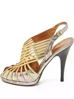Roberto Cavalli 120mm Metallic Heeled Sandals - Gold