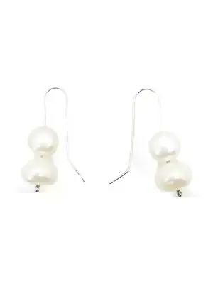 JENNIFER GIBSON JEWELLERY Double-pearl Drop Earrings - Silver