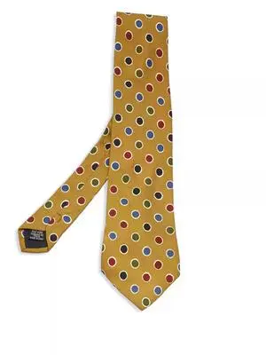 BOSS Dots-print Silk Tie - Yellow