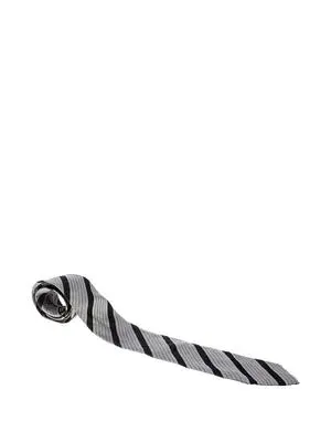 Giorgio Armani Diagonal Stripes Silk Tie - Grey