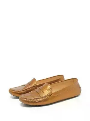 TOD'S Metallic Leather Loafers - Gold