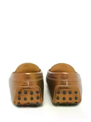 TOD'S Metallic Leather Loafers - Gold