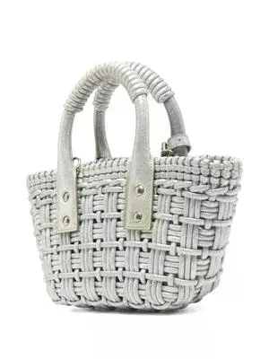Balenciaga Bistro Woven Basket Tote Bag - Silver