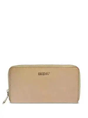 Dkny Pre-owned Metallic Leather Zip Wallet - Neutrals