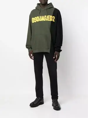Dsquared2 Logo-patched Patchwork Drawstring Hoodie