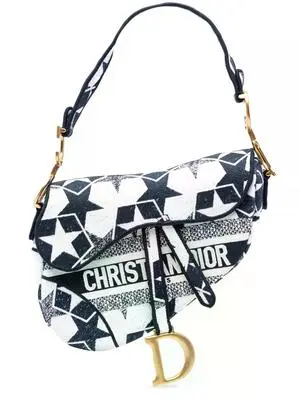 DIOR Christian Dior Pre-Owned 2021 Embroidered Canvas Stars Saddle Bag