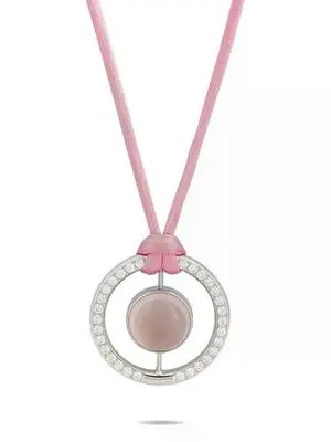 BUCHERER 18k White Gold Diamond And Rose Quartz Necklace - Silver