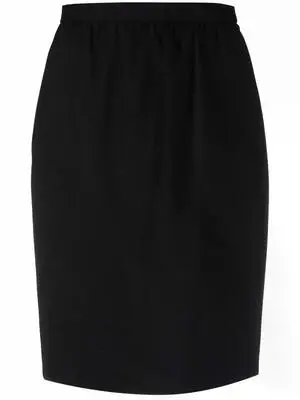 Givenchy 1980s Wool/silk High-waist Straight Skirt - Black