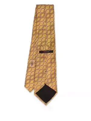 Gucci Geometric-Print Silk Tie Yellow