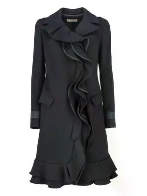 Prada Ruffled-trim Double-breasted Wool Coat