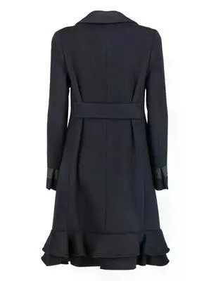 Prada Ruffled-trim Double-breasted Wool Coat