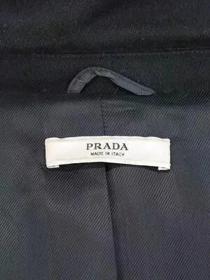 Prada Ruffled-trim Double-breasted Wool Coat