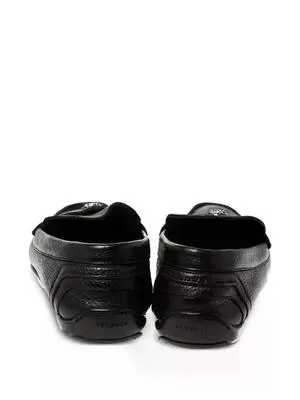 Versace Medusa Plaque Leather Loafers - Black