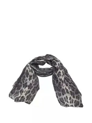 Roberto Cavalli 2023 Leopard-print Silk Scarf - Black