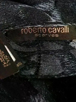 Roberto Cavalli 2023 Leopard-print Silk Scarf - Black