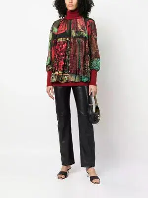 JEAN PAUL GAULTIER 2000s Graphic-print Roll-neck Blouse